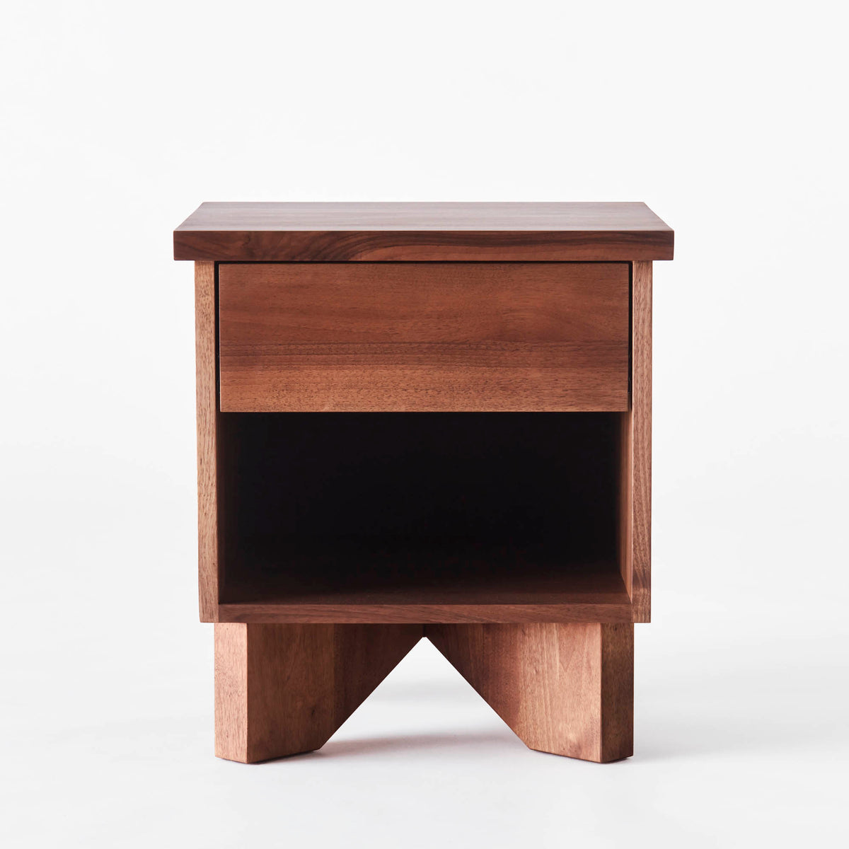 V Bedside Table Walnut – Dusty Deco